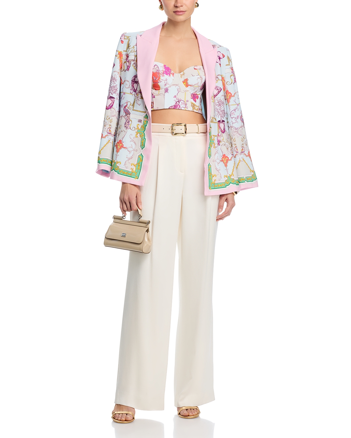 L'AGENCE L'agence Sonya Bralette Top in Multi Baroque Toile Print